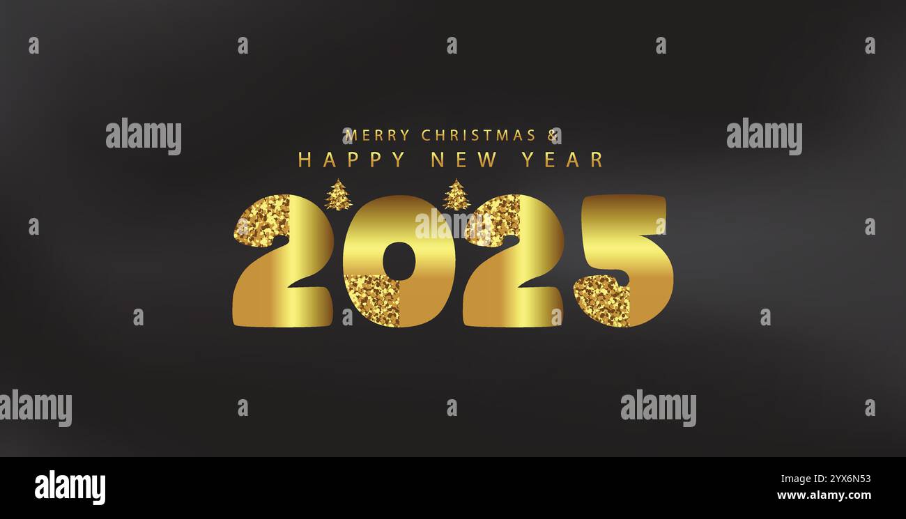 New Year 2025 Gold Glitter Beautiful Bright And Shining Design And ...