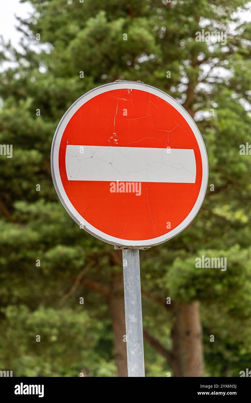 Entry prohibited sign on the street. Close up of road sign Stock Photo ...