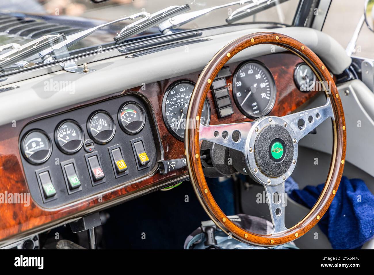 Llandow, Wales - June 30, 2024: Interior of Morgan Plus 8 in the old ...
