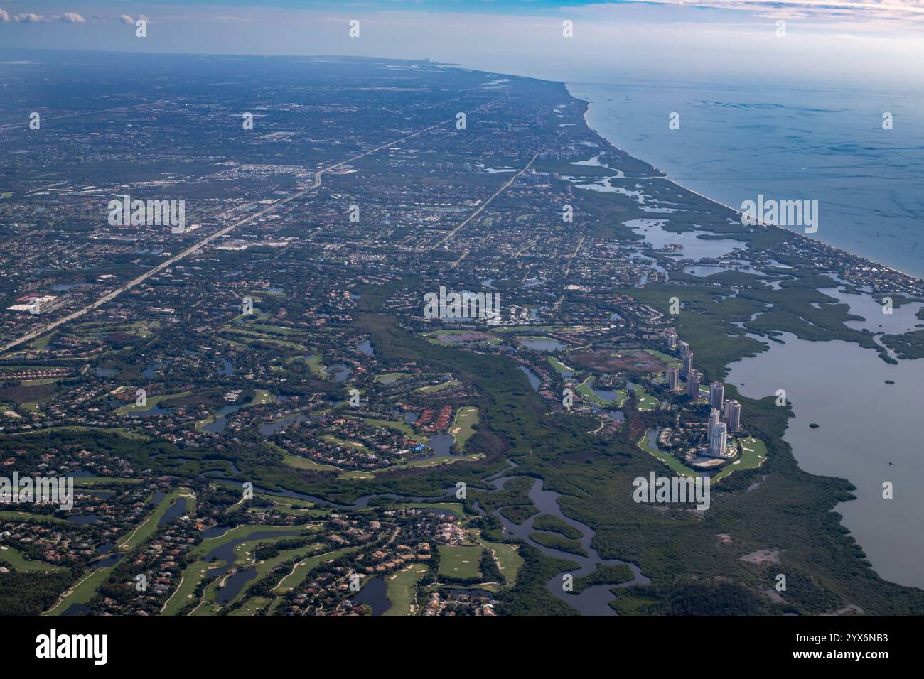 Florida. Aerial view of Bonita Springs in the Gulf of Mexico Stock ...