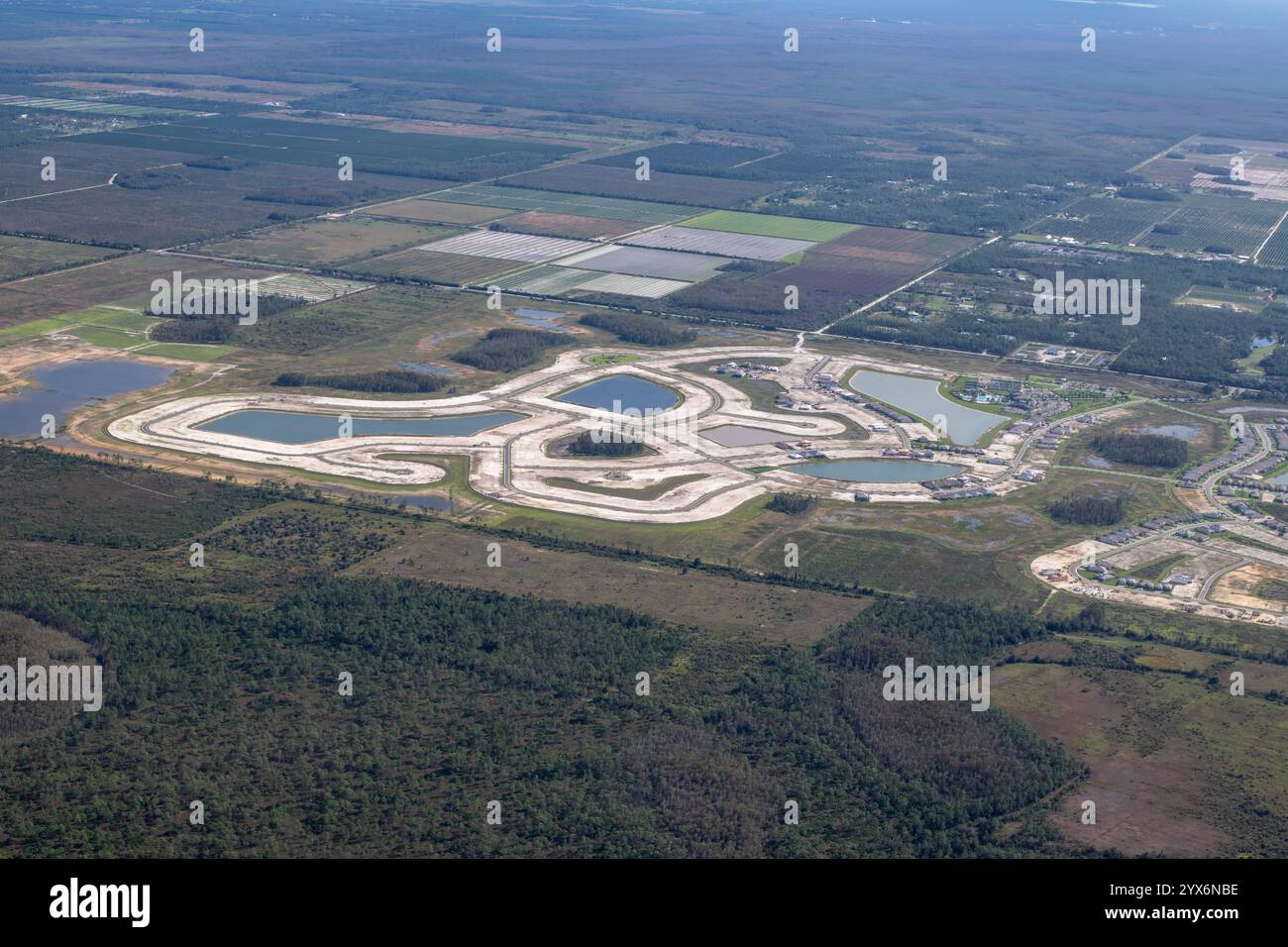 Southern Florida. Aerial view of an unfinished housing tract near Fort ...