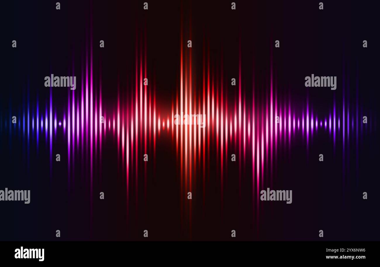 Digital Music Equalizer. Banner with Multicolored Shining Sound Wave or ...