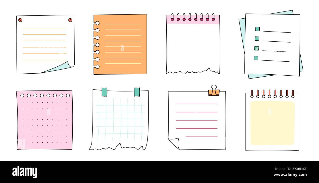 Memo frame note paper line cute planner sheet set. Notebook paper note ...