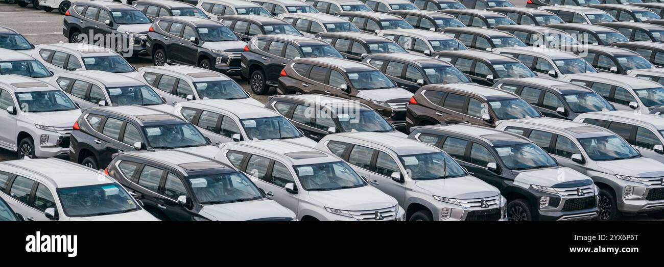 Witness the seamless parking and transportation of new hatchbacks from ...