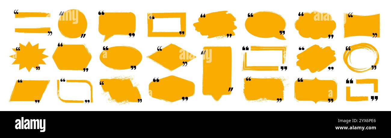 Quote box frame set. Simple geometric speech bubbles with quotation ...