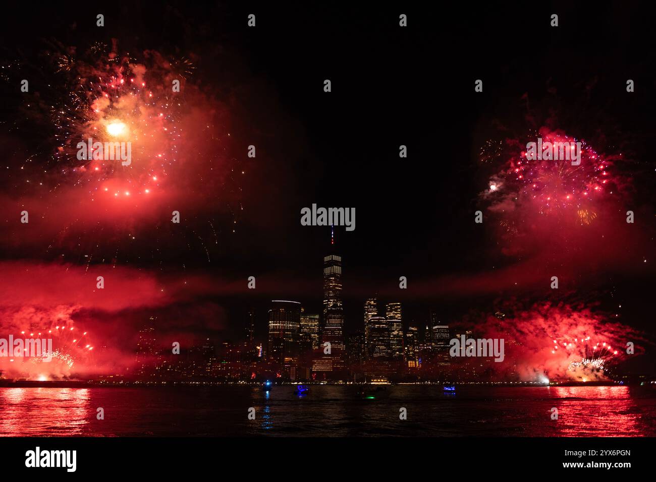 New years eve New York Manhattan fireworks. Fireworks over Manhattan ...