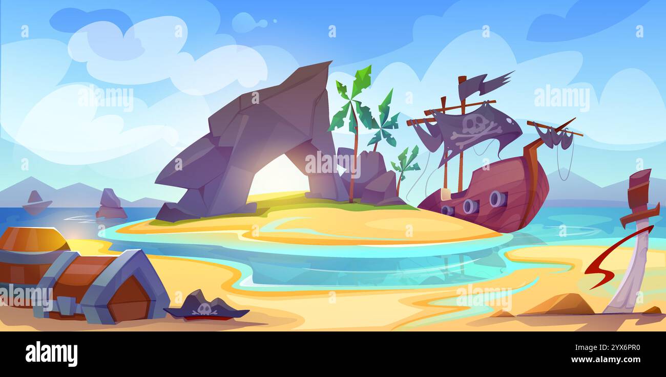 Tropical treasure island pirate hi-res stock photography and images - Alamy