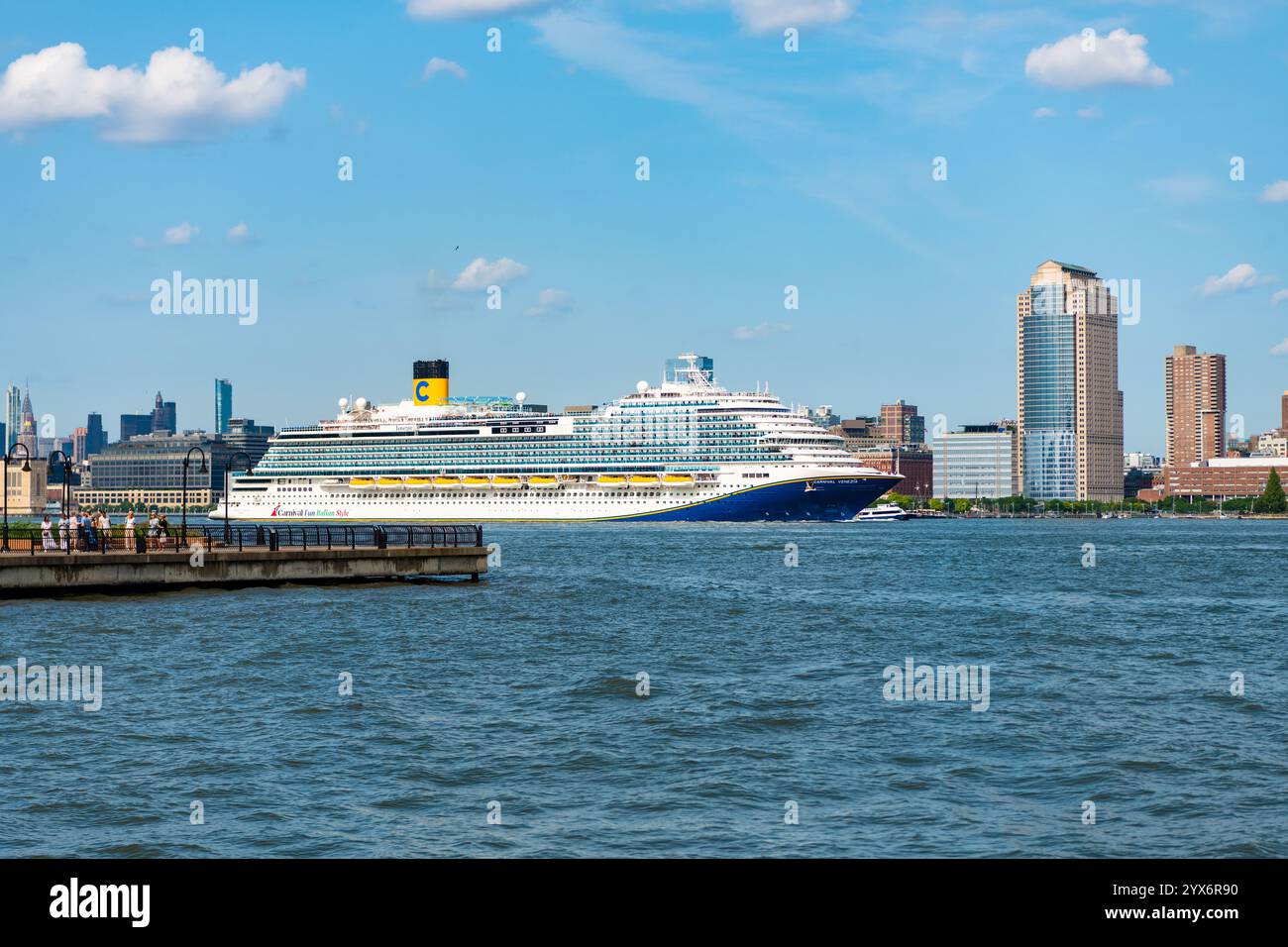 Cruise ship York. Skyline of New York Manhattan cruising on the Hudson ...