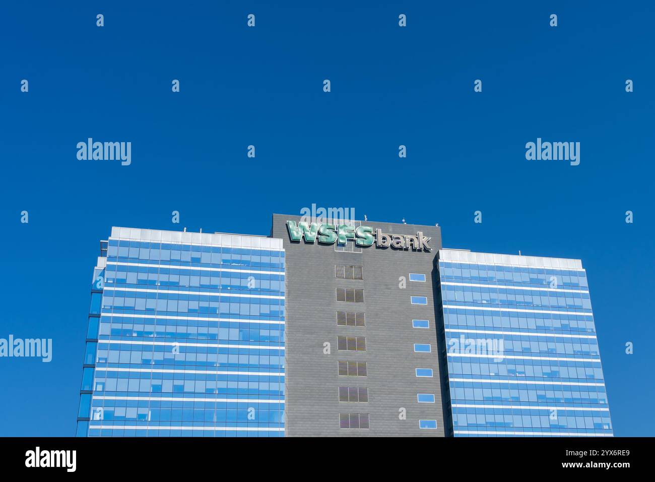 WSFS bank sign on its headquarters building in Wilmington, Delaware ...