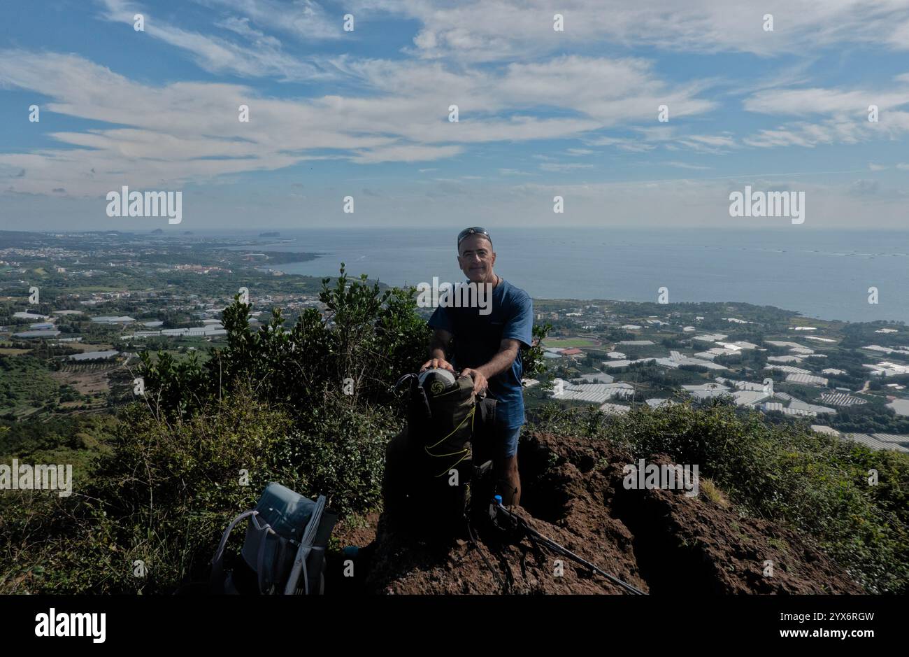 View from the top of Gunsan Oreum volcanic cone, Jeju Island, South ...