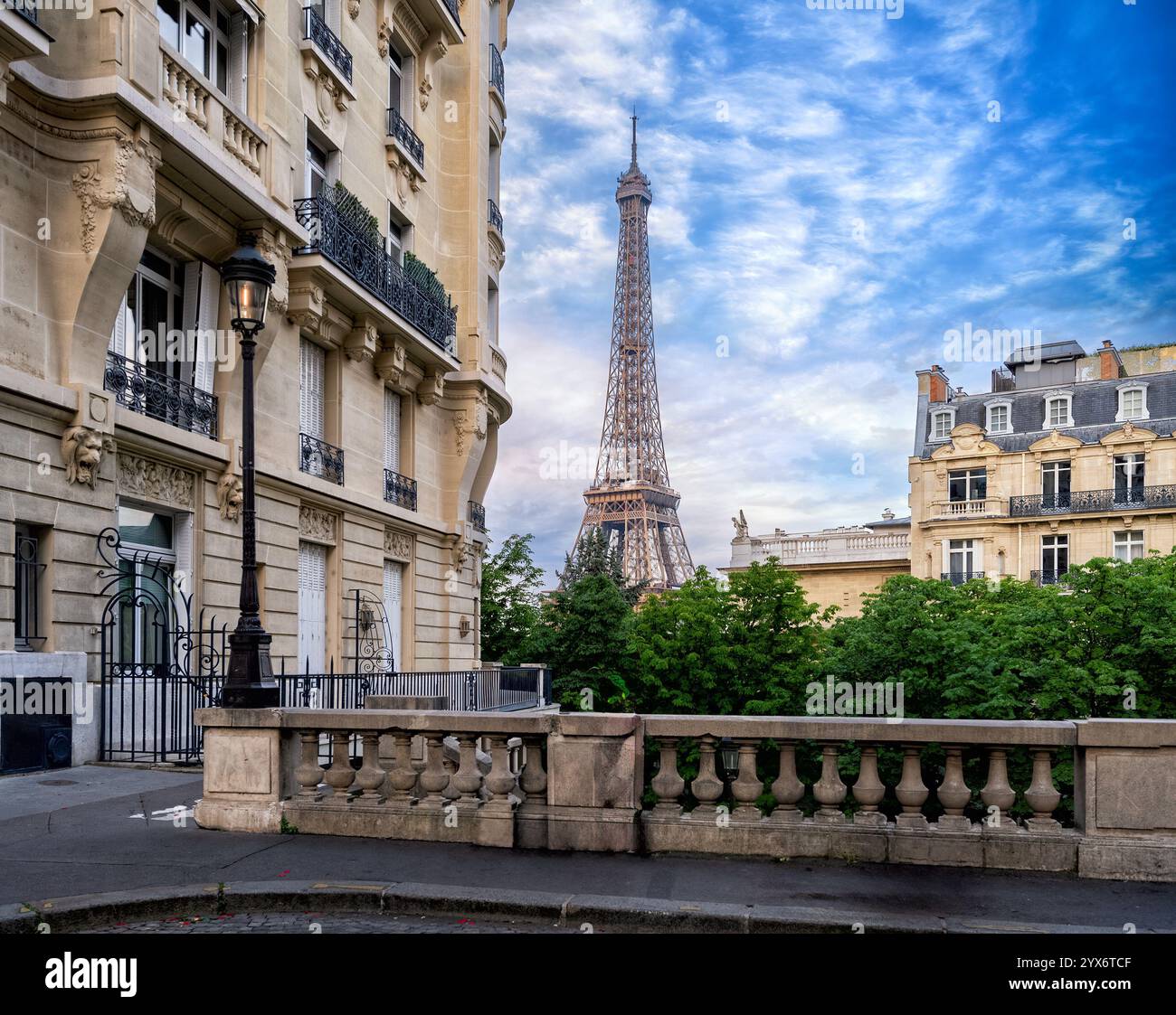 Paris skyline with Iconic Eiffel Tower photographed from residential ...
