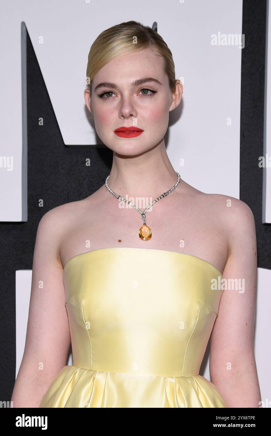 New York, USA. 13th Dec, 2024. Elle Fanning attends Searchlight ...