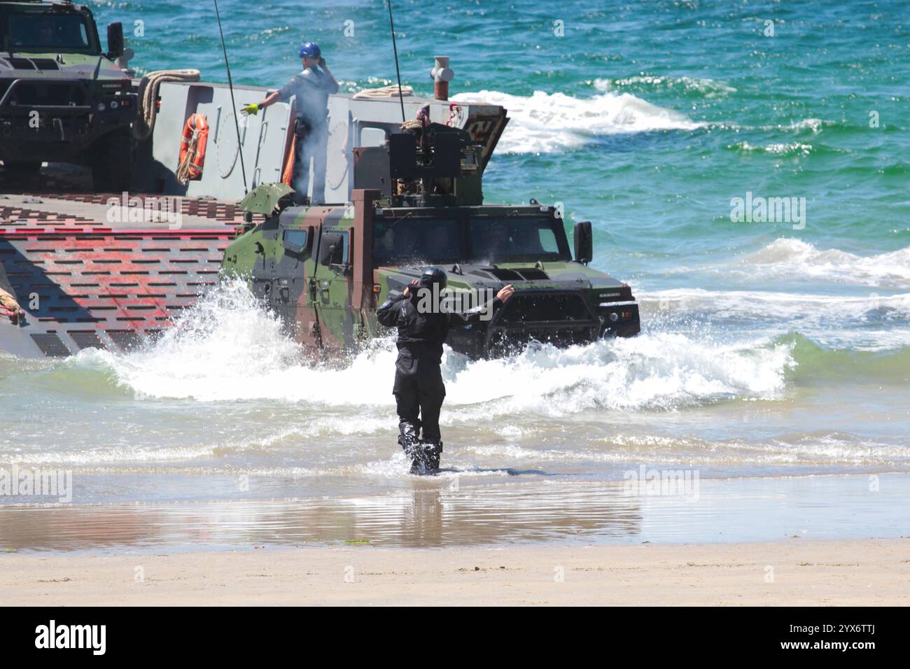 military training maneuvers. Infantry, aviation and navy landing Stock ...
