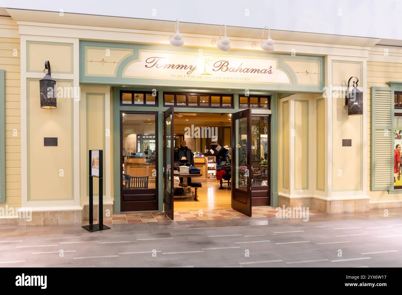 Natick, Massachusetts, USA - November 9, 2023: Tommy Bahama Clothing store at Natick mall in ...