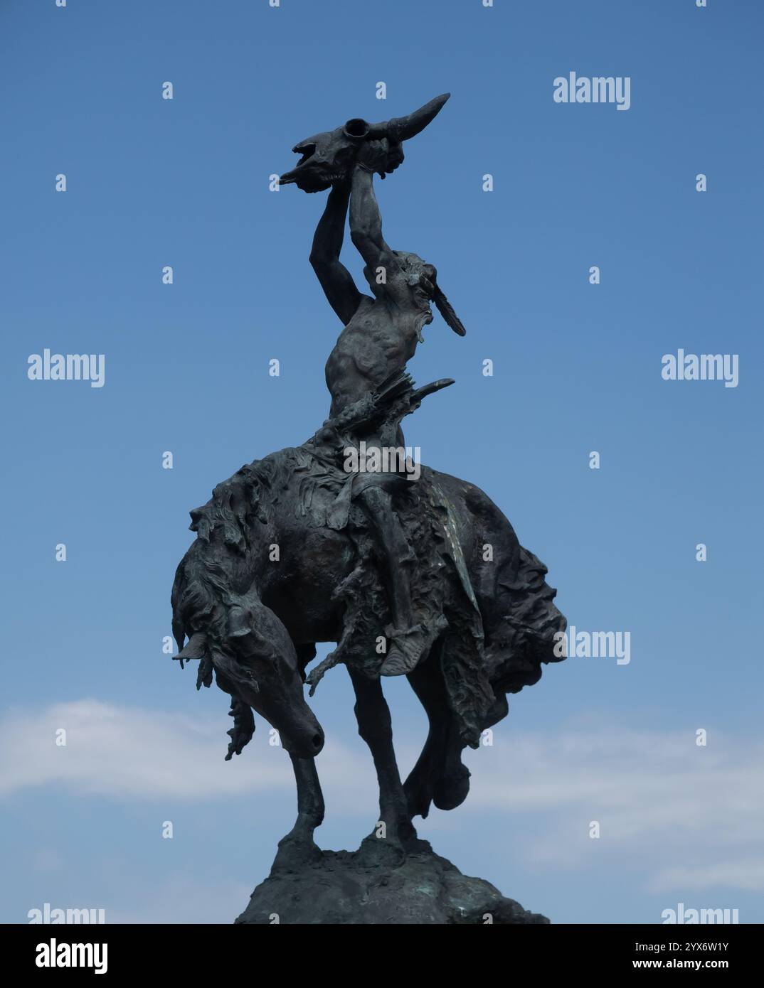 Bronze statue by Buck McCain of a Native American Warrior on Horseback ...