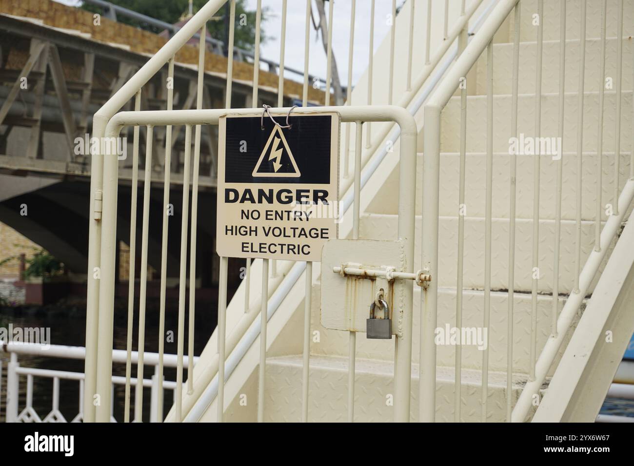 signboard caution no entry high voltage electric Stock Photo - Alamy