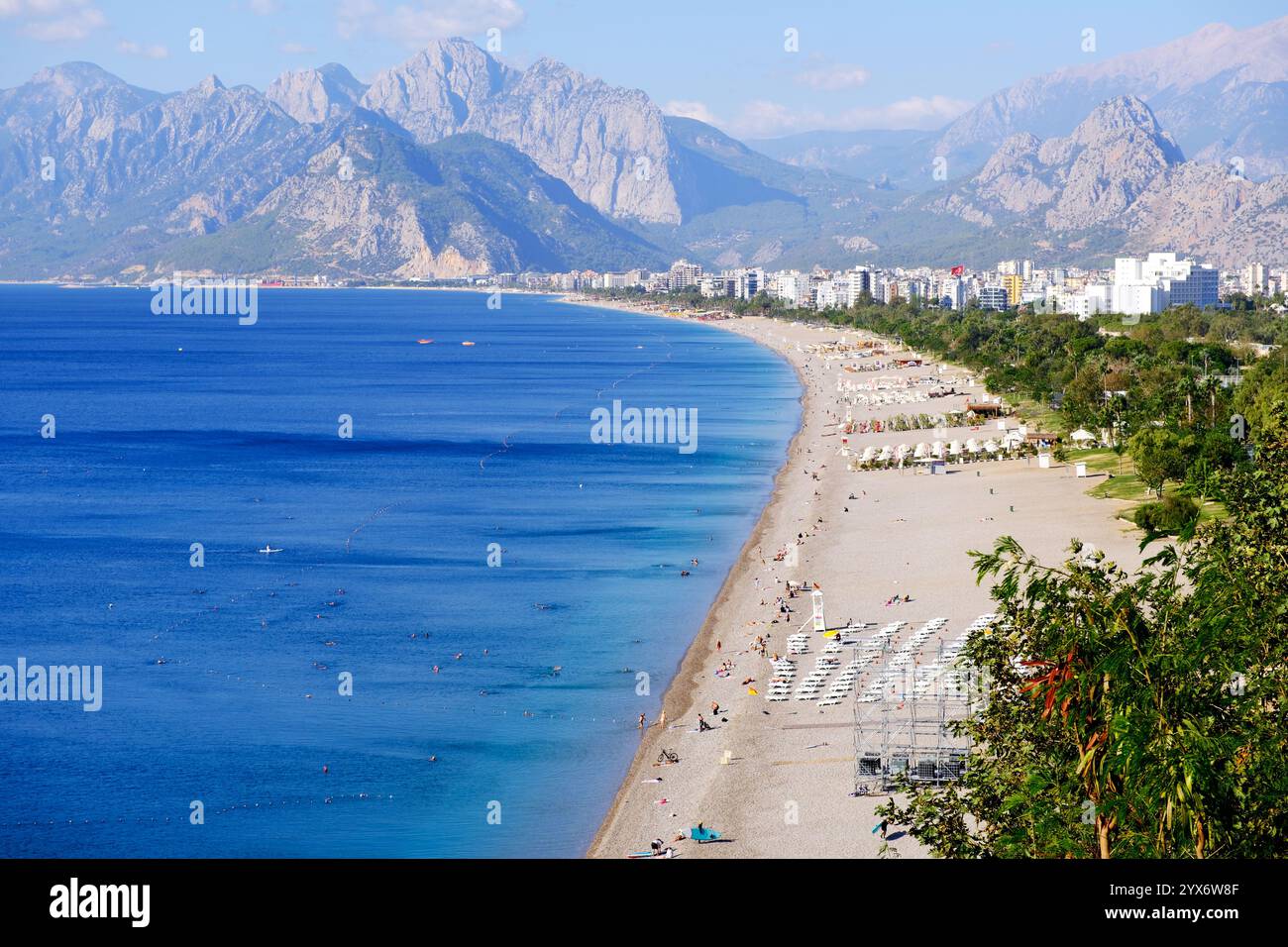 Konyaaltı Beach and Beydağları mountains in Antalya, Turkey Stock Photo ...