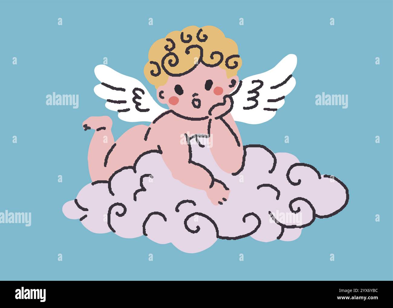 Cute cherub resting on cloud Stock Vector Image & Art - Alamy