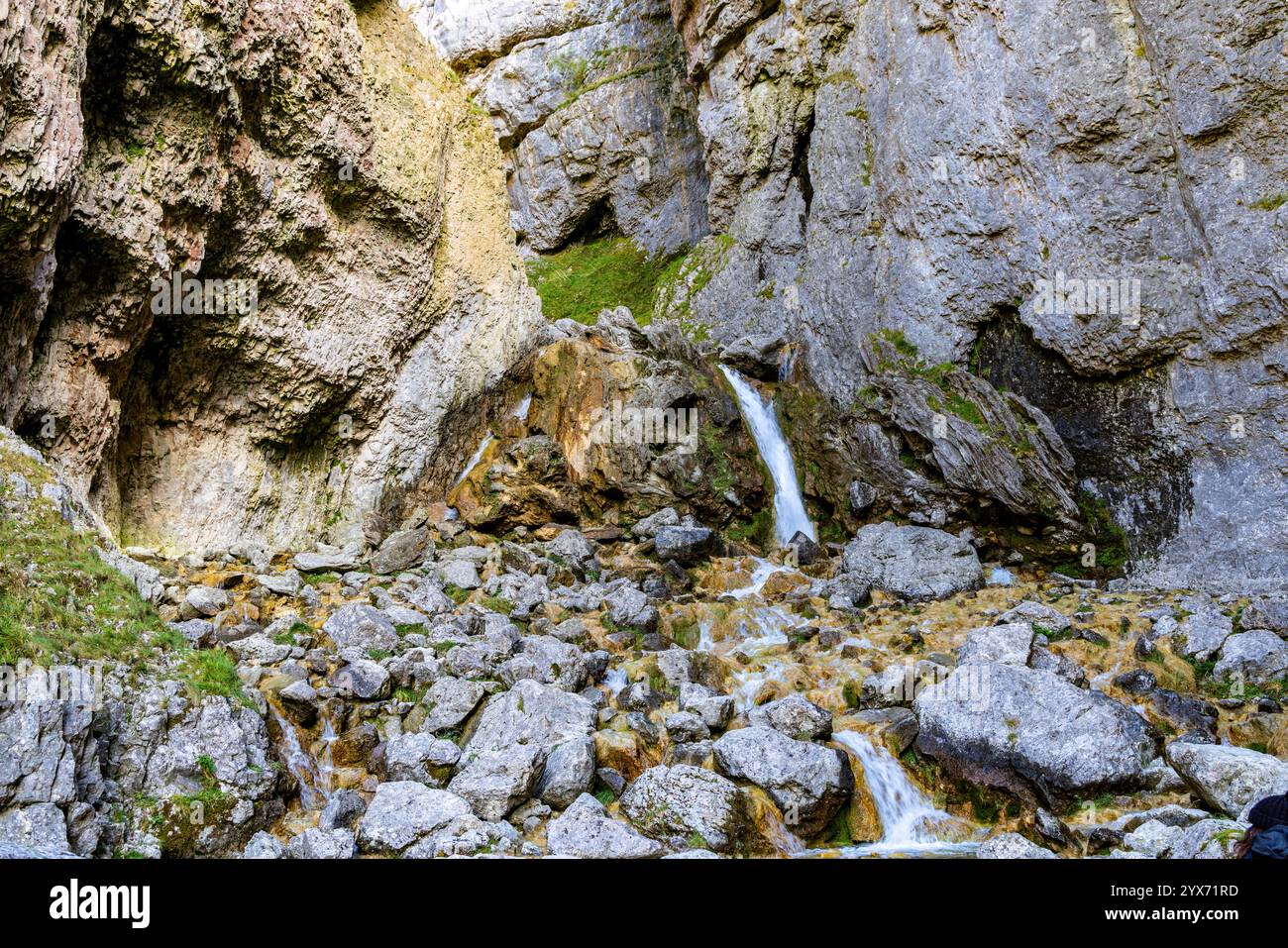 Gordale Scar a natural limestone gorge formation in the Yorkshire Dales ...