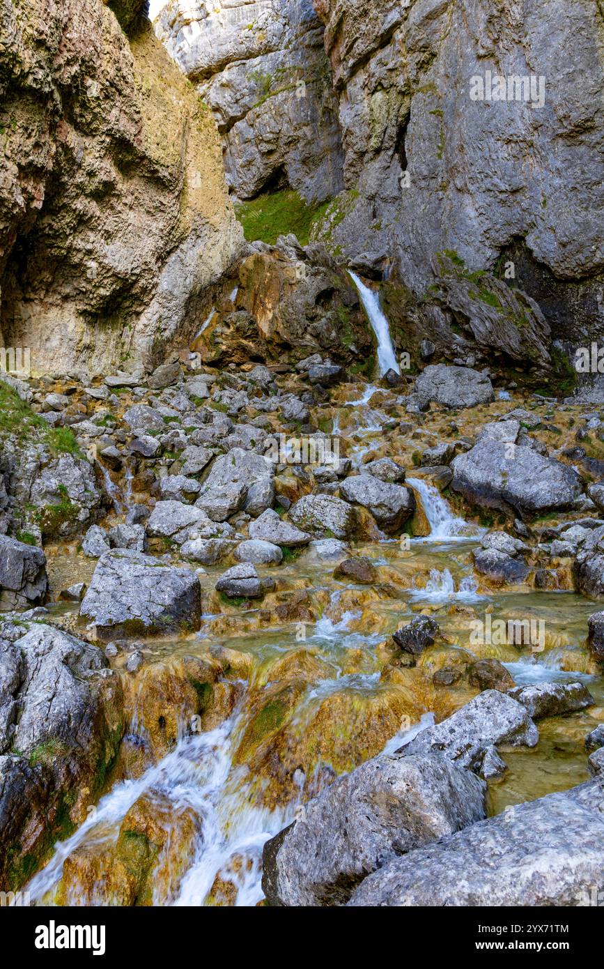 Gordale Scar a natural limestone gorge formation in the Yorkshire Dales ...