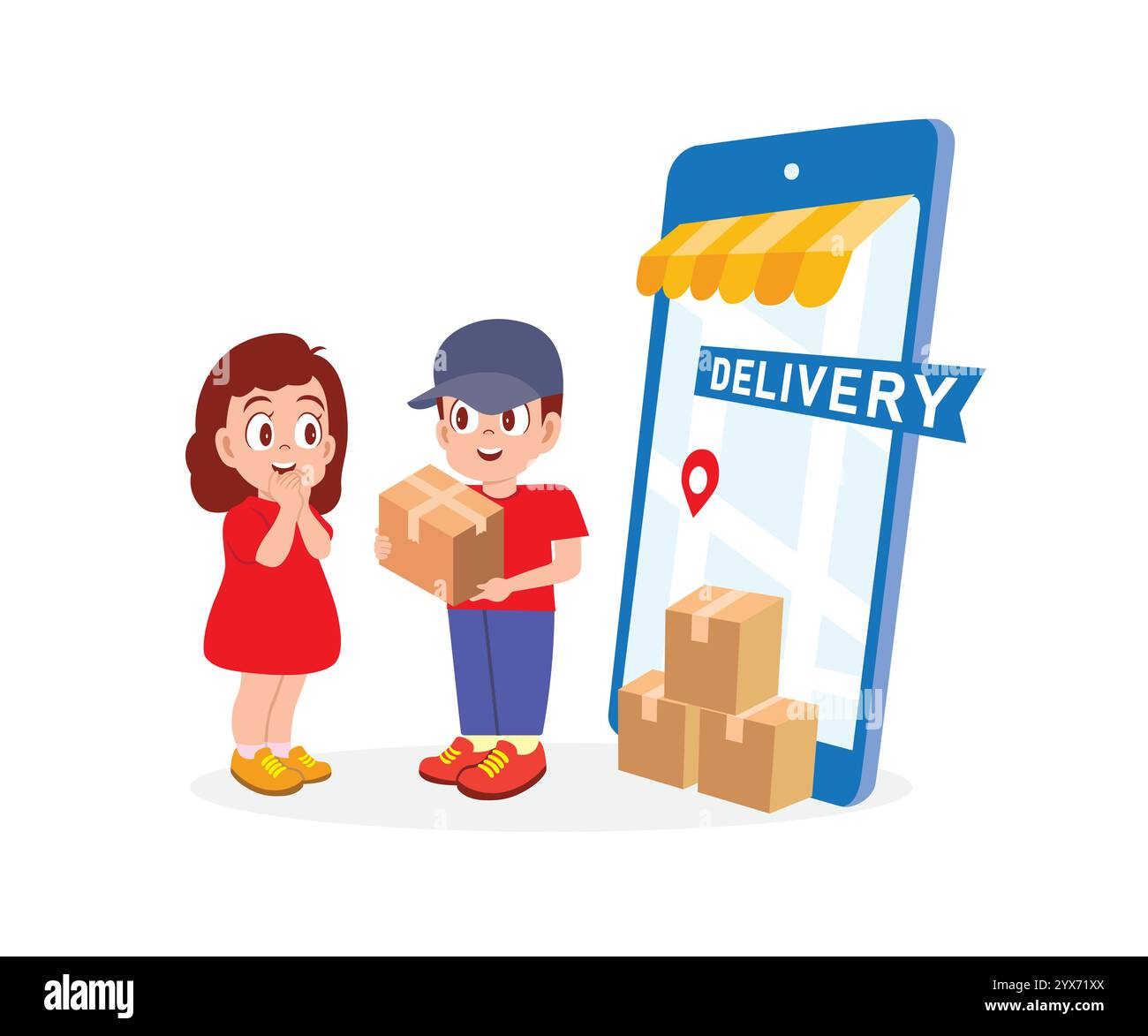 Professional Package Delivery Solutions. cartoon illustrations Stock ...