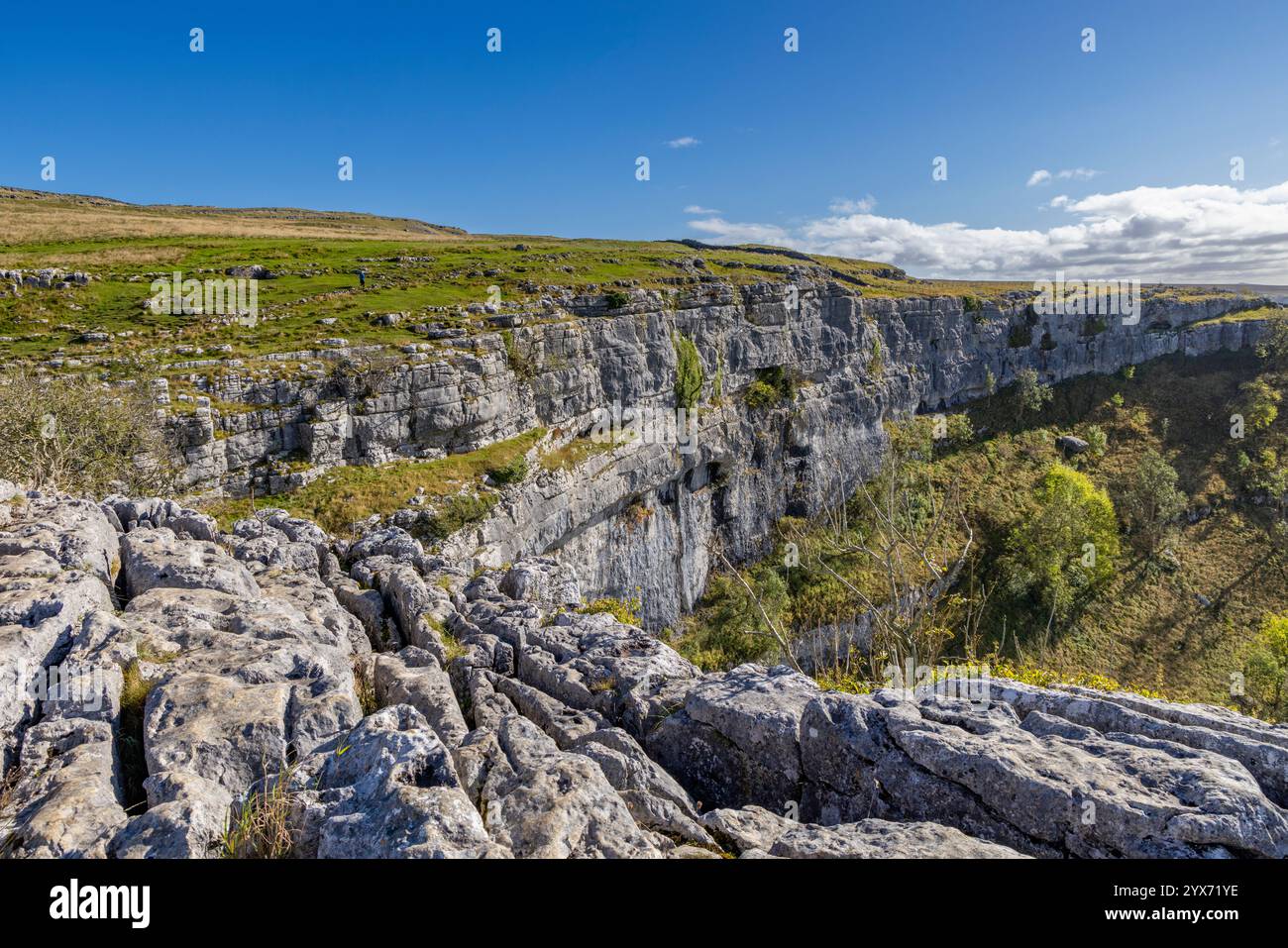 Malham cove and limestone pavement formation near the village of Malham ...