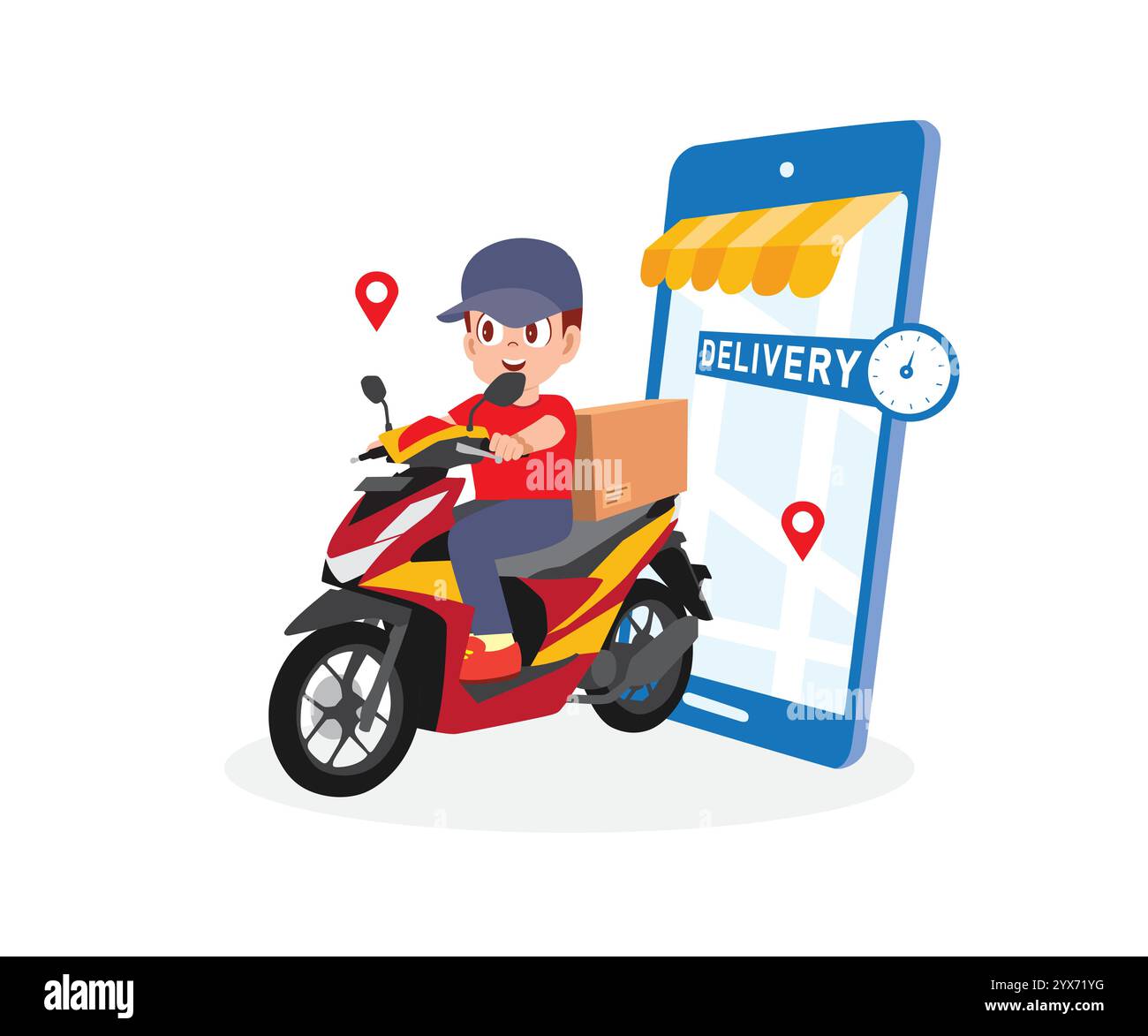 Food delivery man scooter Stock Vector Images - Alamy
