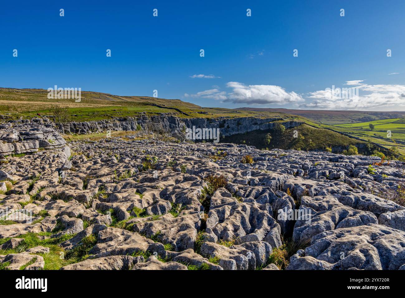 Malham limestone pavement formation near the village of Malham, North ...