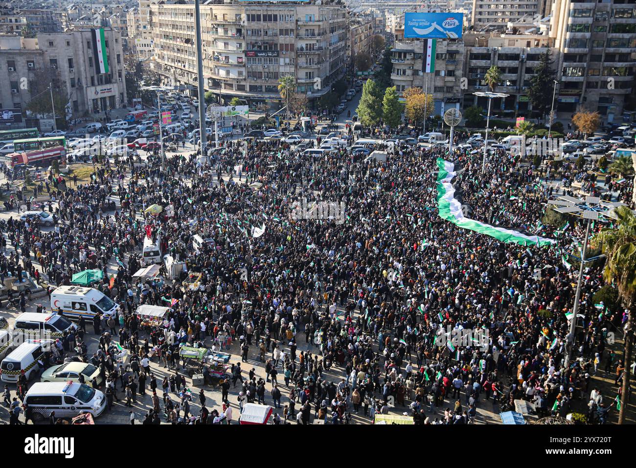 Aleppo, Syria. 13 December 2024. A major rally takes place in Aleppo on ...