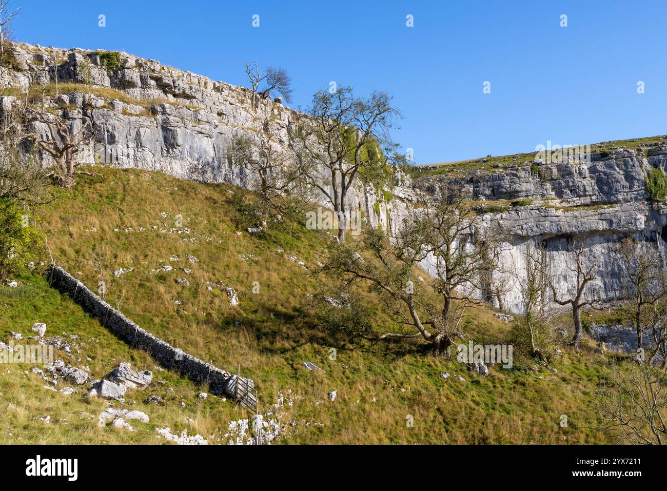 Malham Cove is a large curved limestone formation near the village of ...