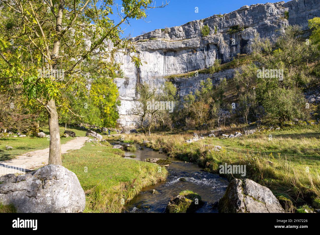 Malham Cove a large curved limestone formation near the village of ...