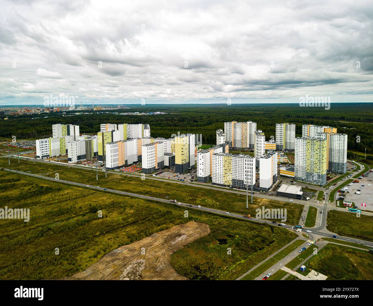 Aerial View of a Modern Urban Housing Development Showcasing Innovative ...