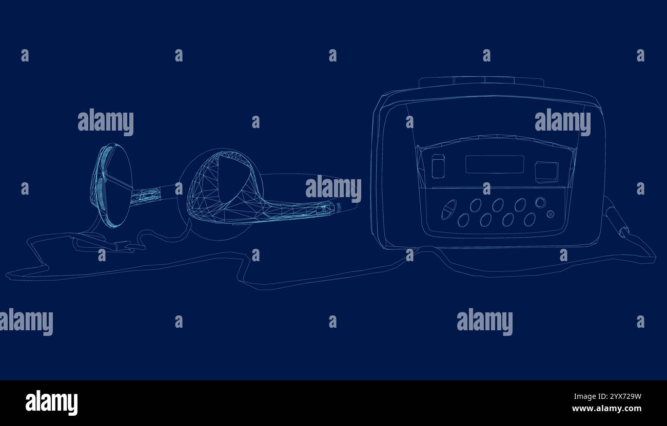 Retro style audio cassette, tape recorder, music player and headphones ...