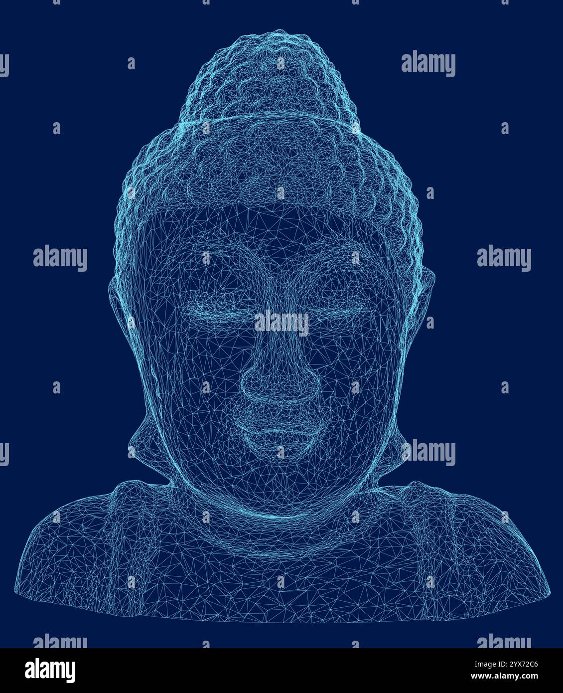 buddha head statue illustration. buddha gautama wireframe style ...