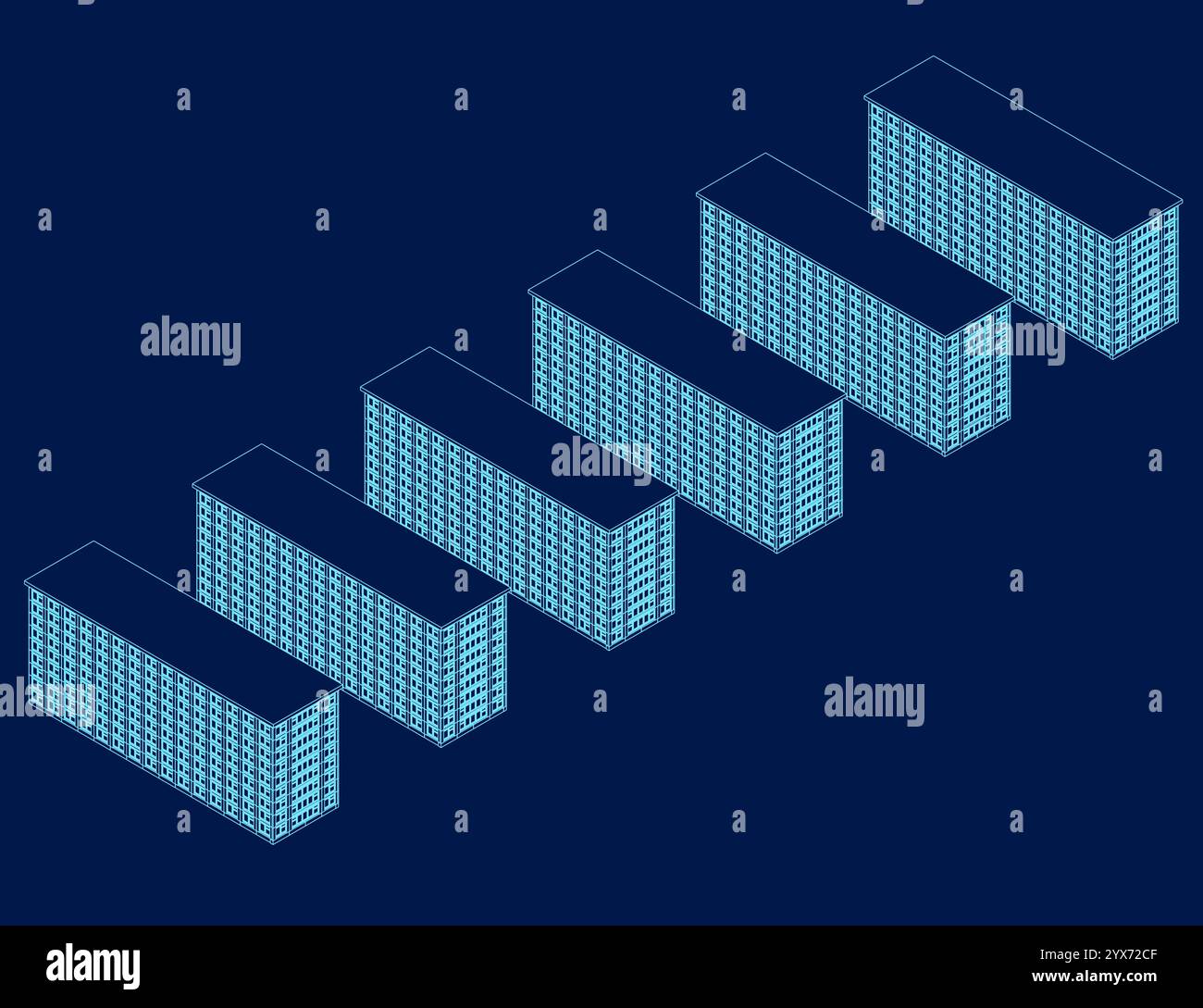 Isometric buildings. Business offices, apartment houses, skyscrapers ...