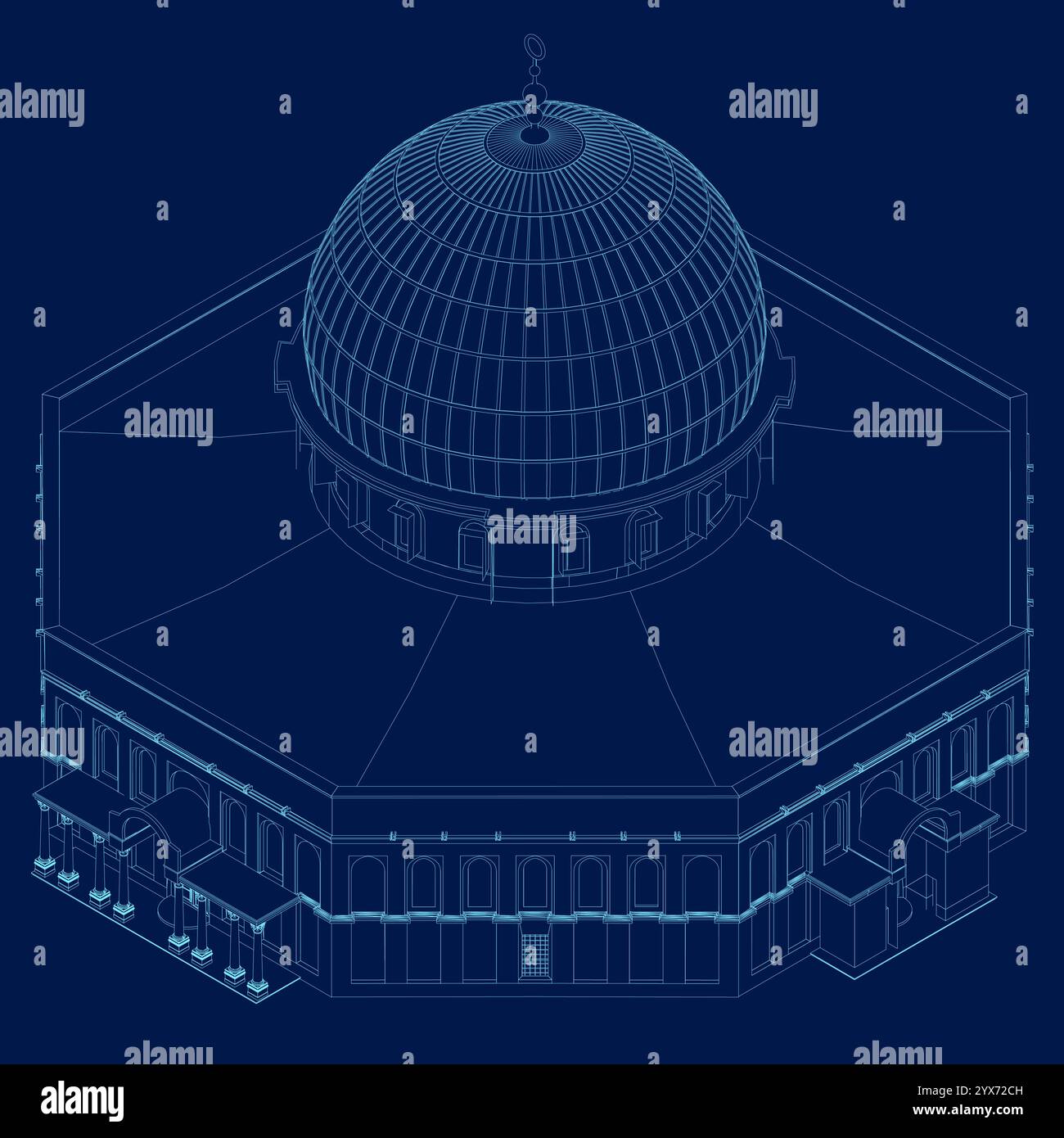 building dome contour vector illustration. Isometric view Stock Vector ...