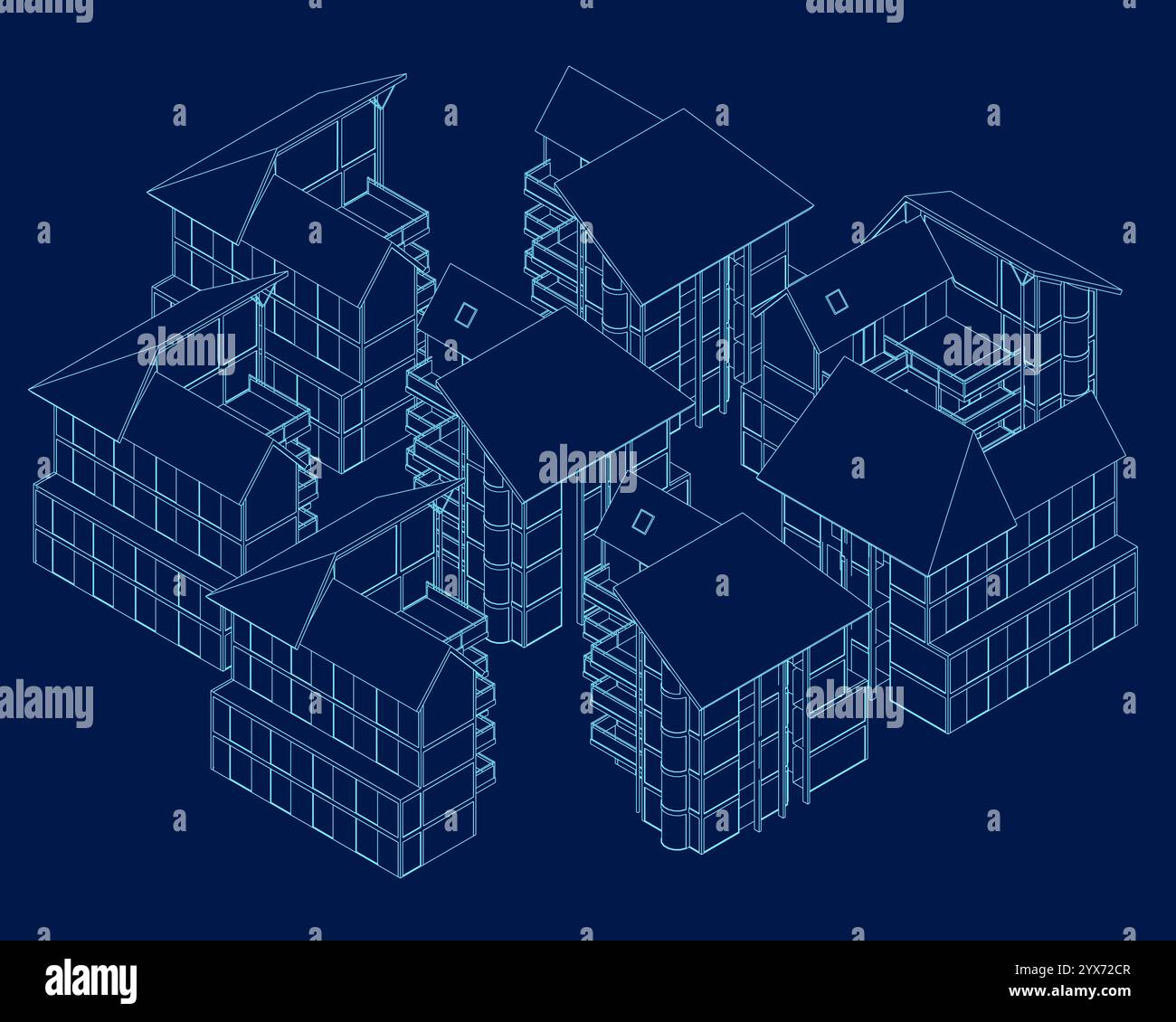 Collection of isometric outline of a variety of private and commercial ...