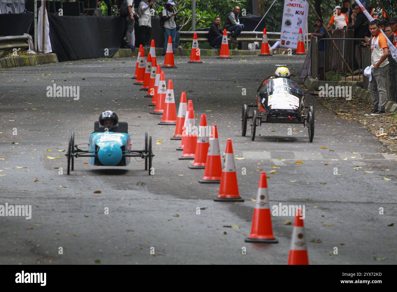 December 14, 2024, Bandung, West Java, Indonesia: Soapbox cart riders ...