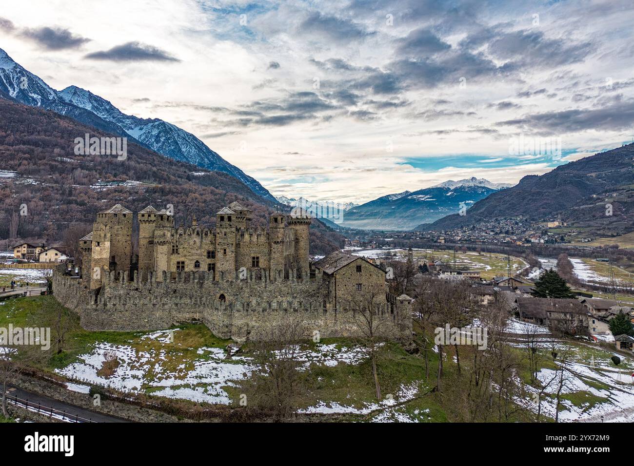 Aerial view medieval fenis hi-res stock photography and images - Alamy