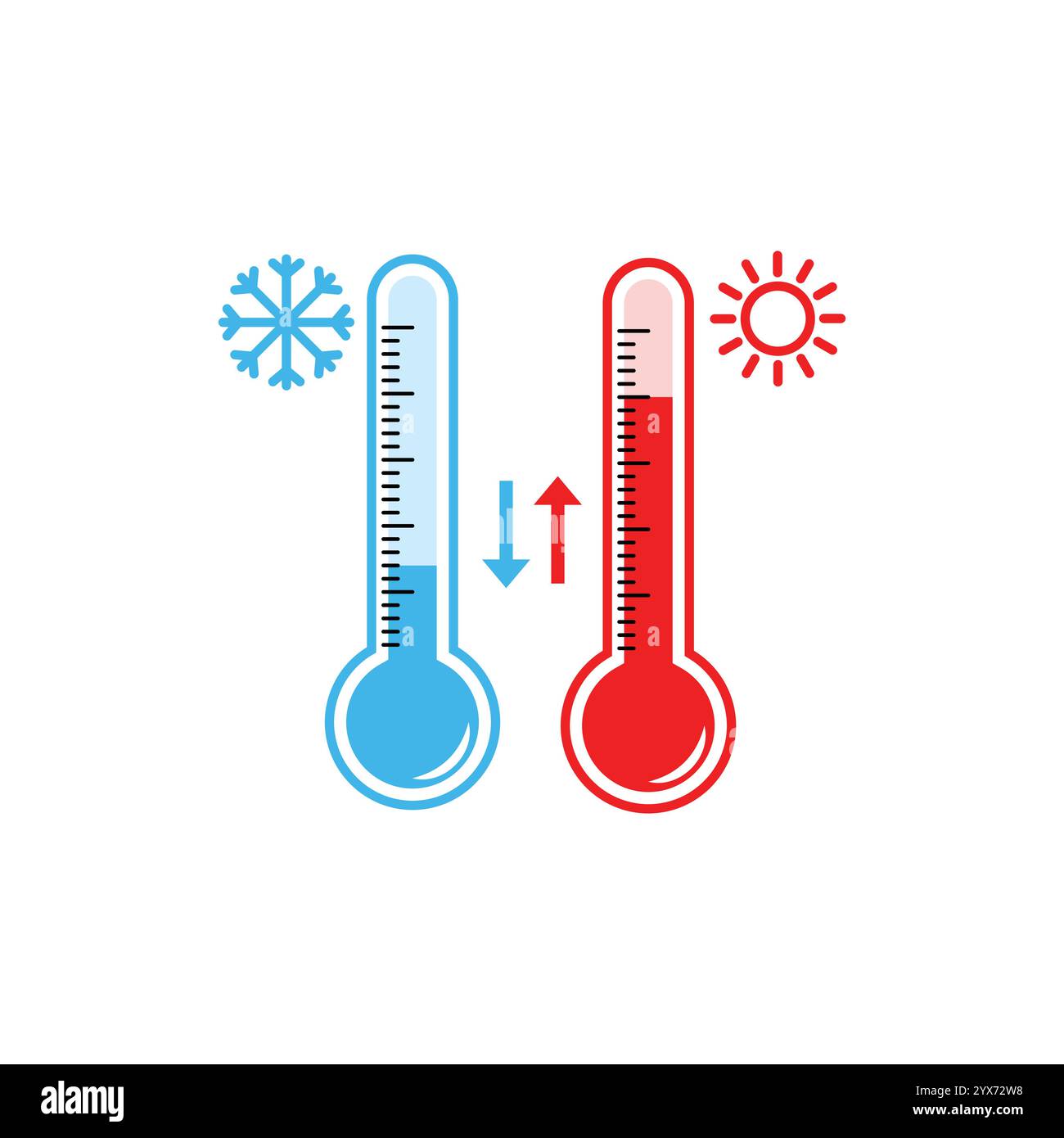 Thermometer icon or temperature symbol. Hot and cold weather Stock ...