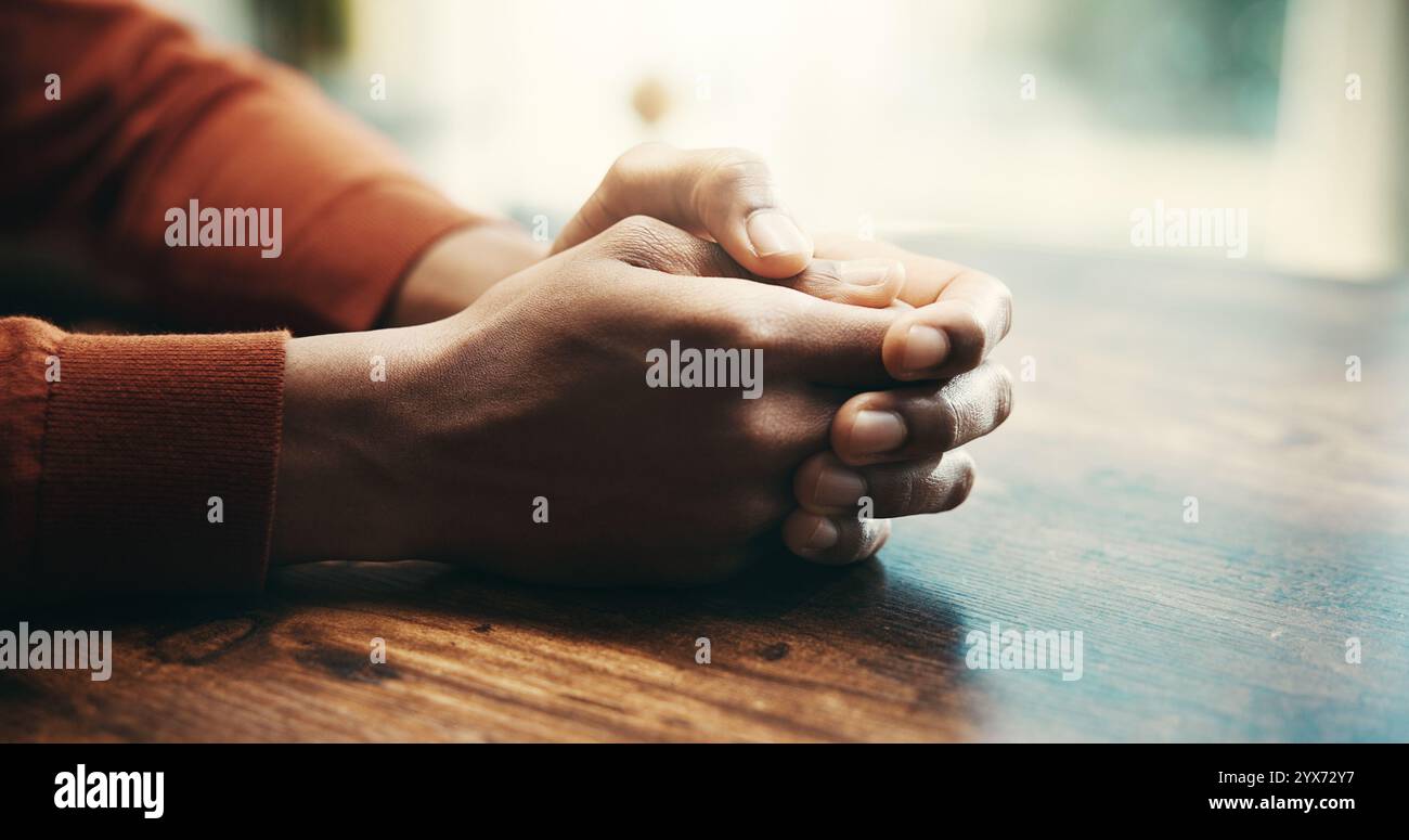 Hands, man and worry as mistake, stress and anxiety for mental health ...