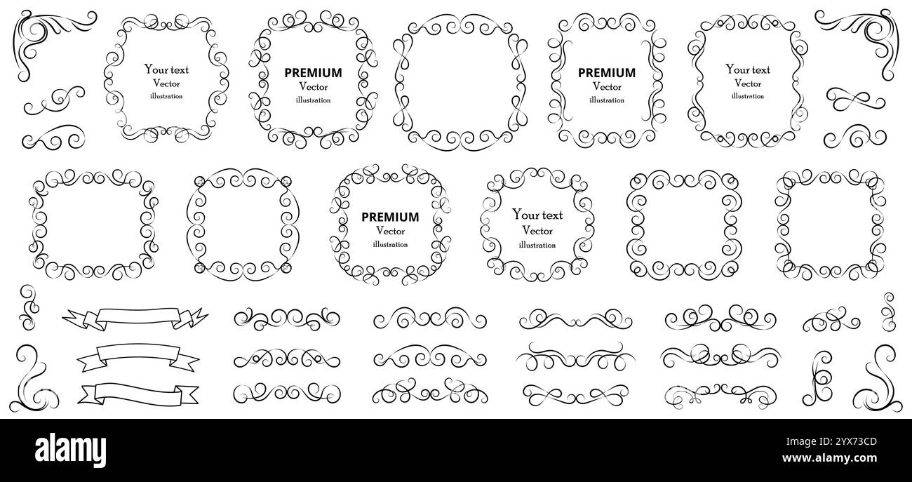 Decorative vector frames and flourishes suitable for various design ...