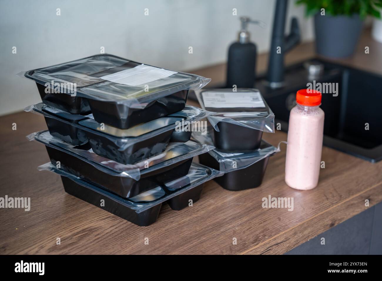 Black boxes with healthy diet plan for weight loss, delivery of daily ...