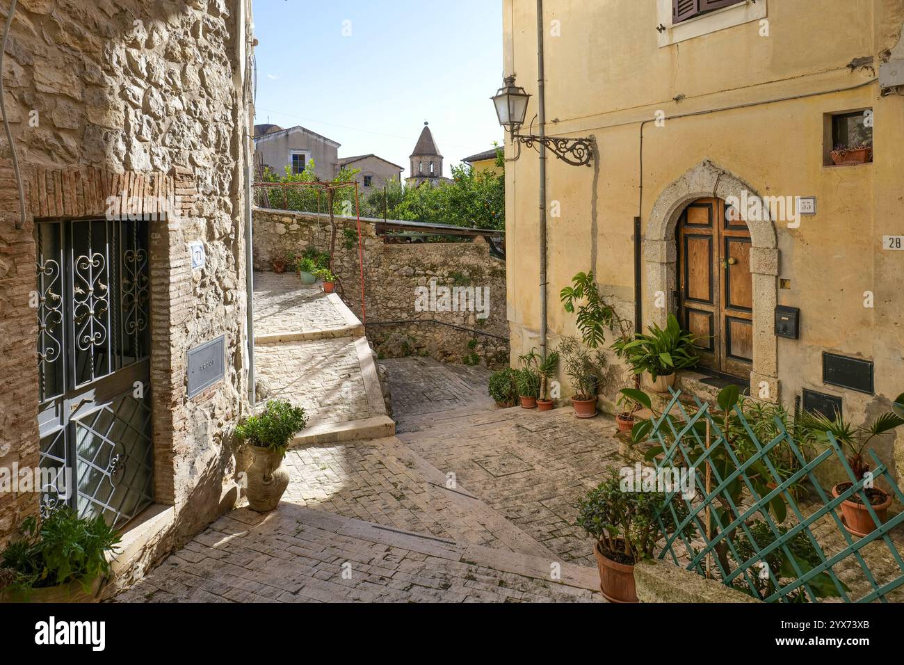 An alley among the stone houses of Maranola, a small medieval town in ...