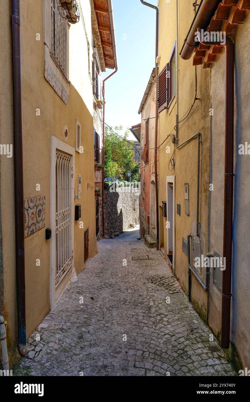 An alley among the stone houses of Maranola, a small medieval town in ...