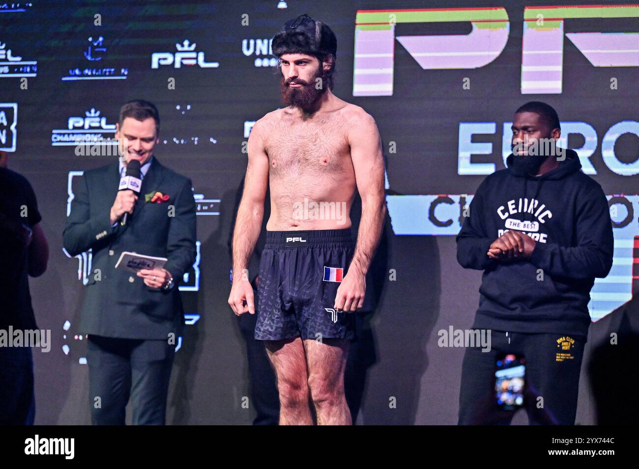 Lyon, France. 13th Dec, 2024. Atilla Kobas attending the Ceremonial Weigh ins prior the fight of ...