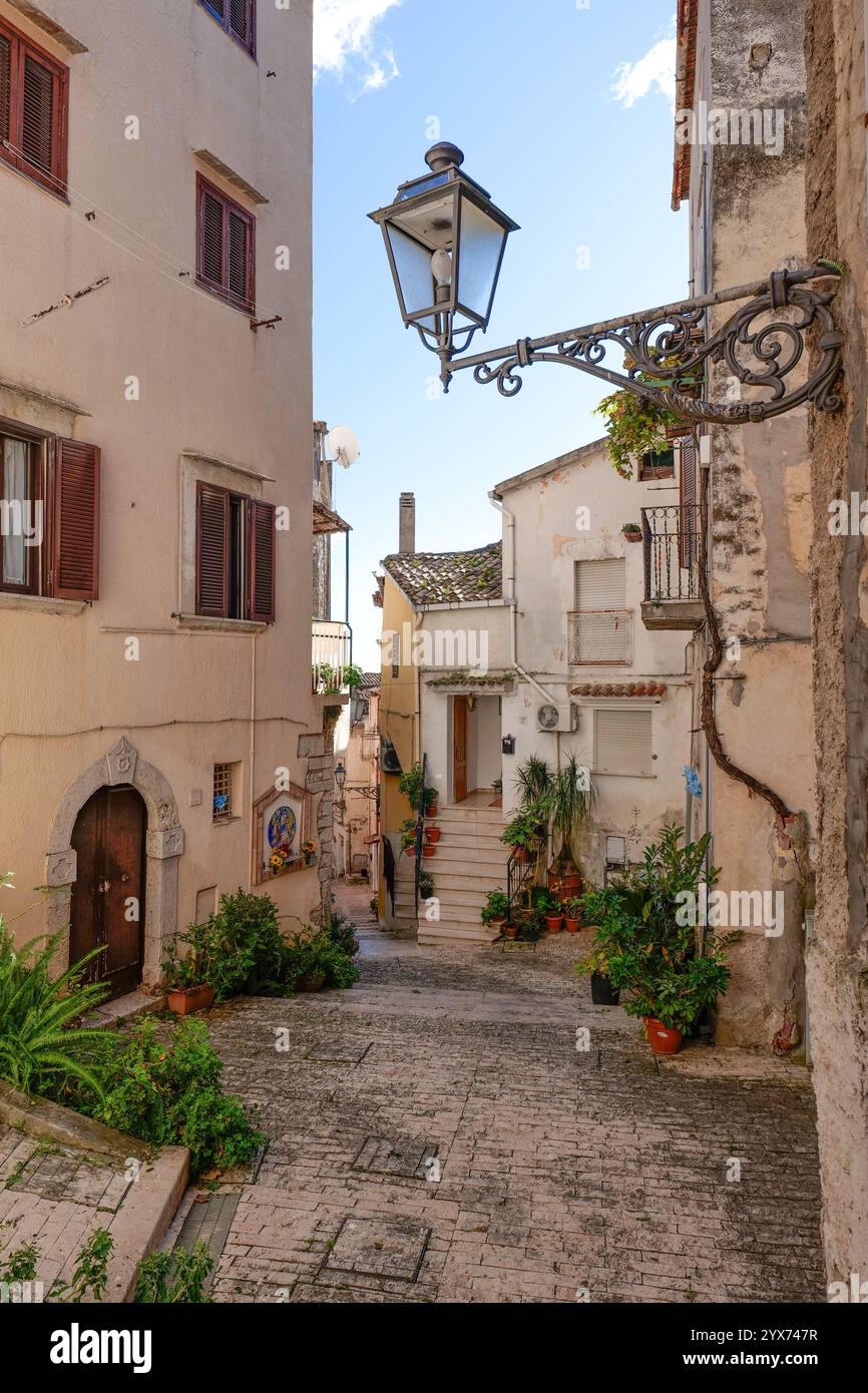 An alley among the stone houses of Maranola, a small medieval town in ...