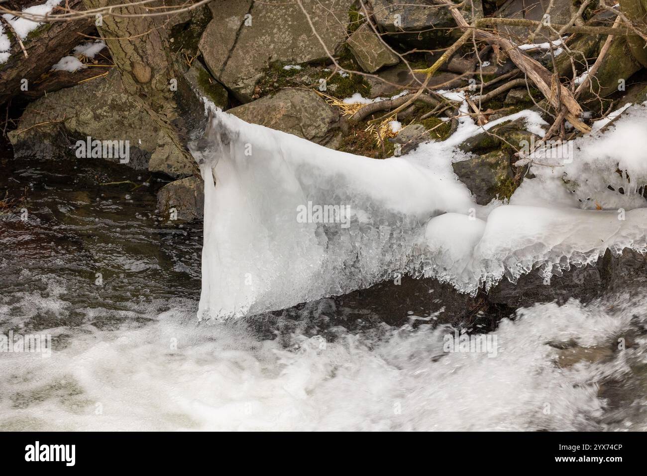 Frozen Stream: Icy winter wonderland Stock Photo - Alamy