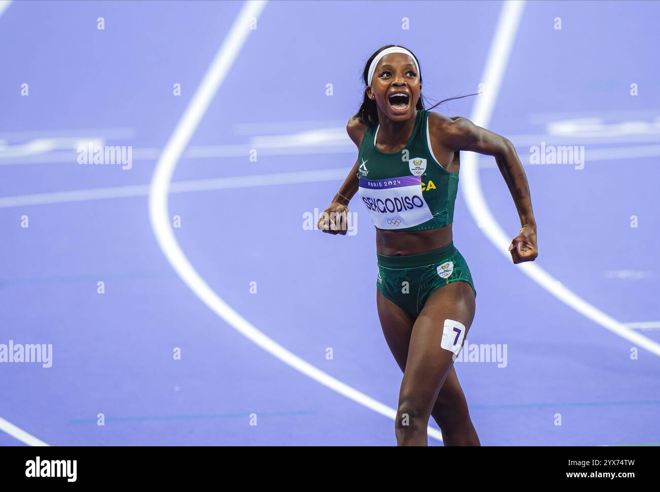 Prudence Sekgodiso participating in the 800 meters at the Paris 2024 ...