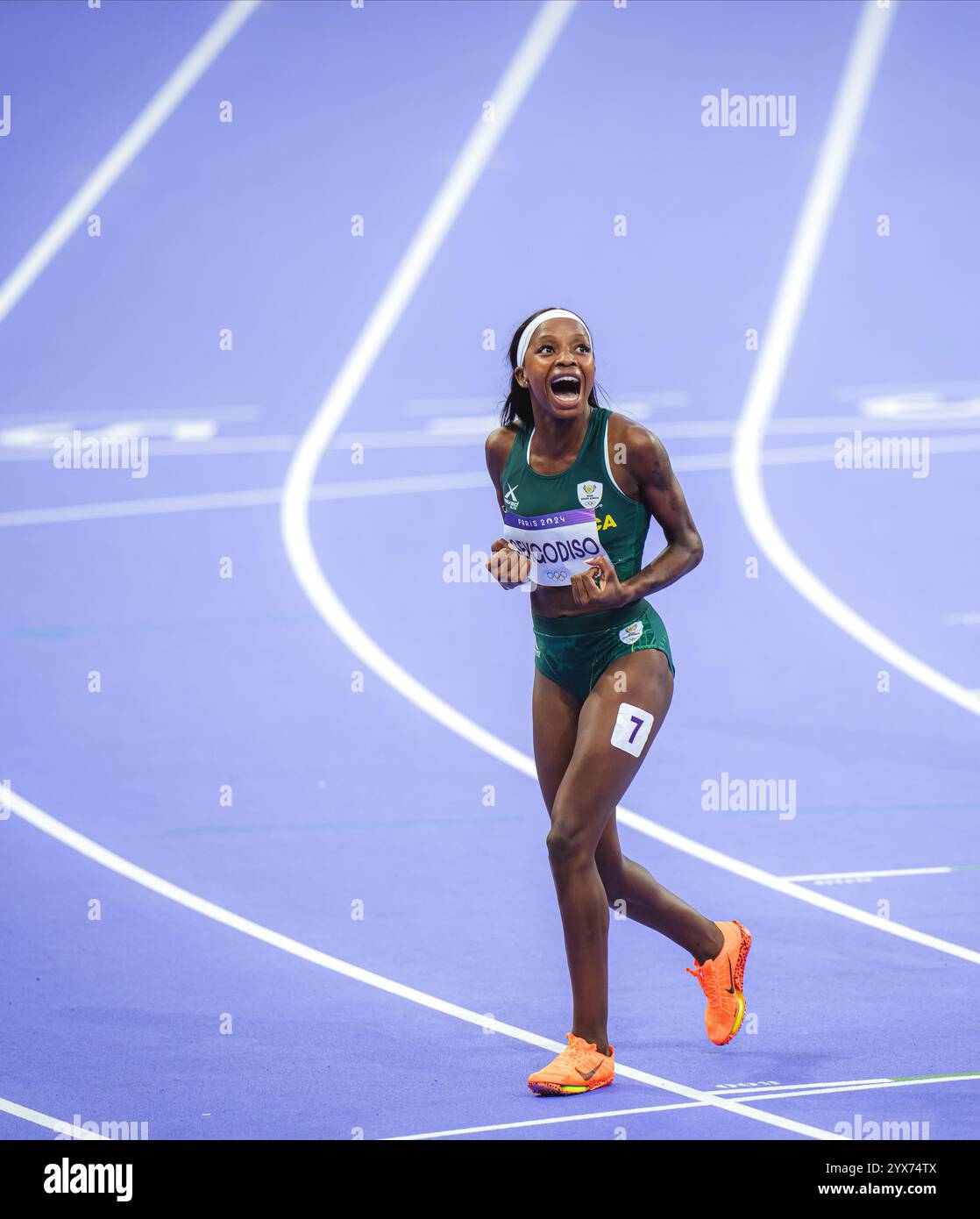 Prudence Sekgodiso participating in the 800 meters at the Paris 2024 ...